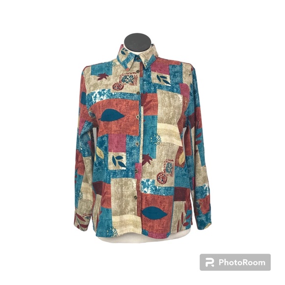 Koret | Tops | Koret Petite Button Up Shirt Womens Size Mp Multicolor ...
